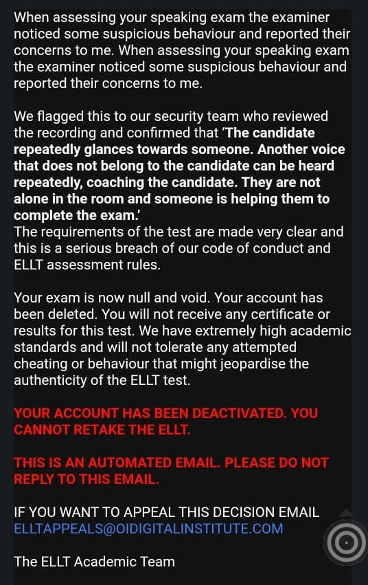 How to appeal for OIETC/ELLT Banned or Increasing Result? - englishbd